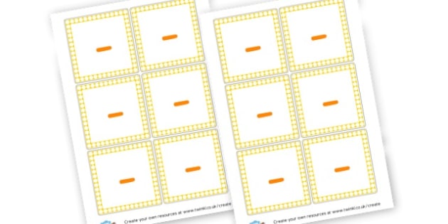 Minus Symbol Cards (teacher made)