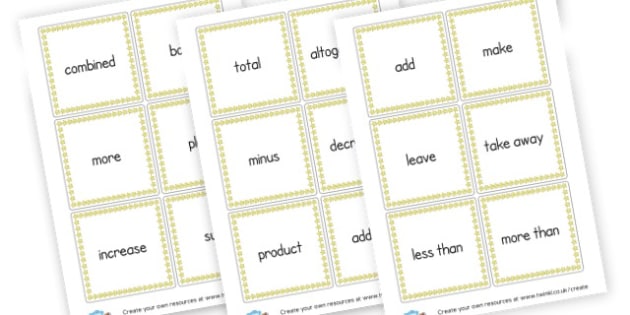 Maths language lotto (teacher made)