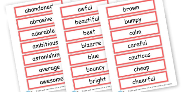Adjectives Cards - KS2 Adjectives Primary Resources, Adjectives