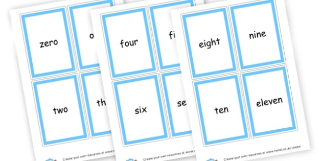 0-20 Numbers and words Cards