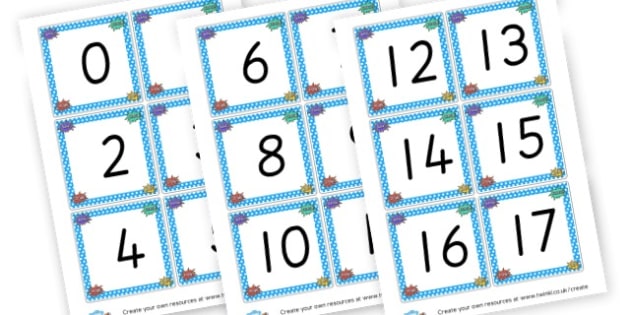 Superhero Number Cards 0-20