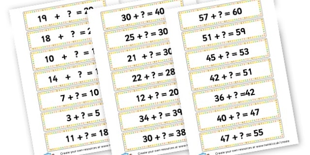 addition cards (teacher made)