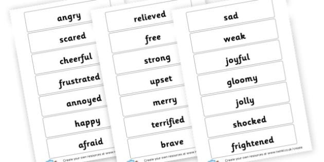 Emotions Word Cards (teacher made)