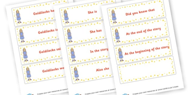 Goldilocks Character Description Labels (teacher made)