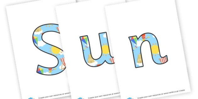 Sun sea sand display lettering (teacher made)