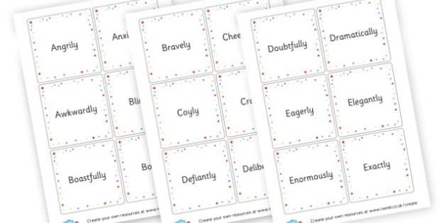 Adverbs Word List - KS2 Verbs and Adverbs Primary Resources