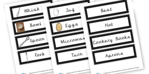 Cooking Vocab Cards - Cooking Primary Resources