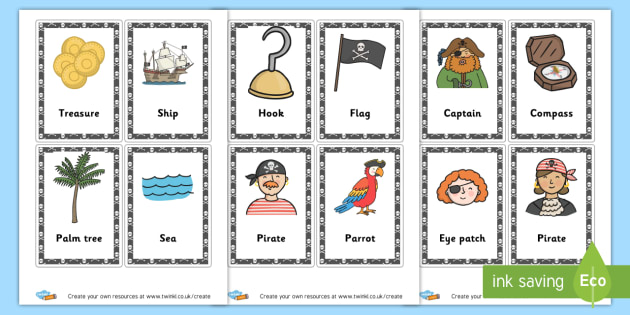 Pirate Flash Cards - Pirates Literacy Primary Resources, pirate