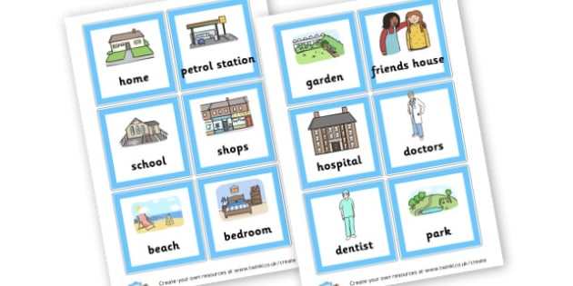 Place Word Cards - Visual Timetables Primary Resources, visual, timetables