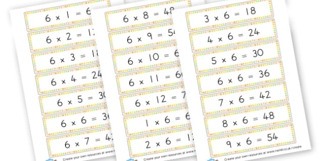 6 Times Table (teach me) Cards - Calculations Times Tables Primary ...