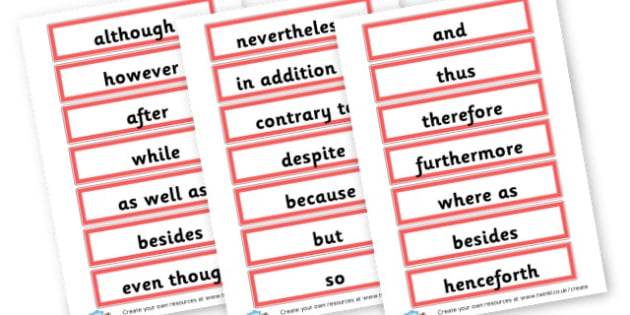Connectives Word Cards (Teacher-Made)