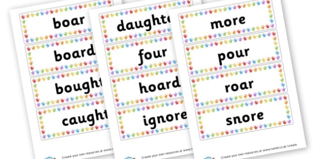 or Extended Code Word Cards (teacher made)