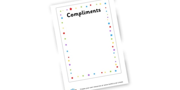 Compliments Sheet - Health and wellbeing Mental, emotional
