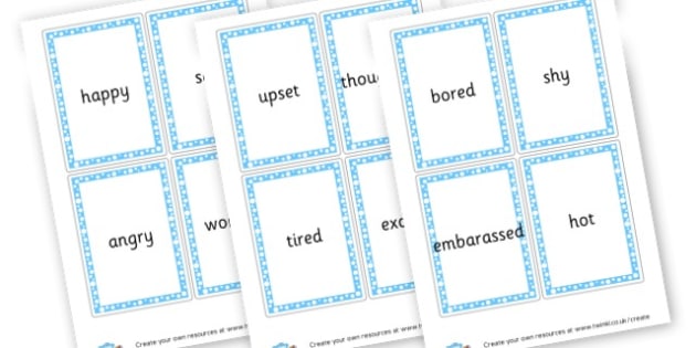 Feelings and Emotions Word Cards (teacher made)