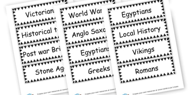 History Resource Labels (teacher made)