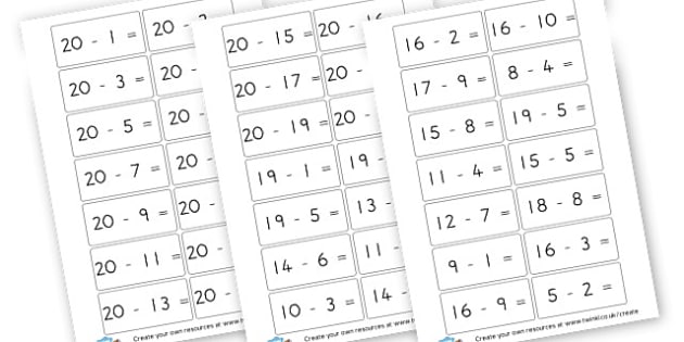 Subtraction Number Sentences to 30 (teacher made)