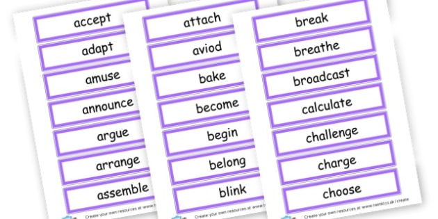 Verbs Word Cards (teacher made)
