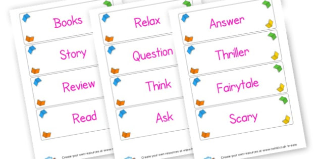 Reading Area Vocabulary (teacher made)