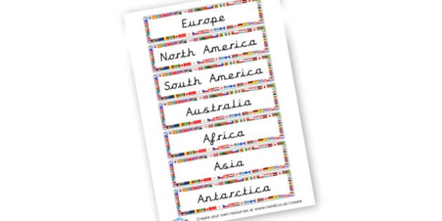 Continent Labels (teacher made)