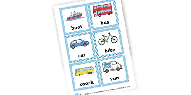 Vehicles Cards - Transport Literacy Primary Resources, letters, letter