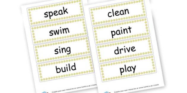 Verb Word Cards (teacher made)