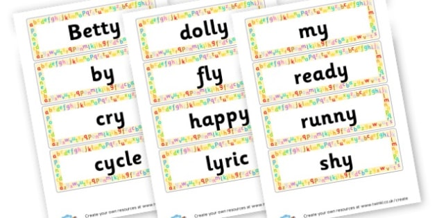 y Extended Code Word Cards (teacher made)