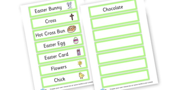 Easter Themed Tray Labels (teacher made)