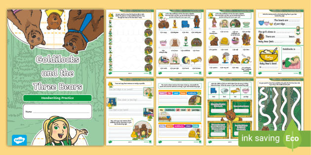 Kindergarten/KS1 Goldilocks and the Three Bears Pencil Control and Letter