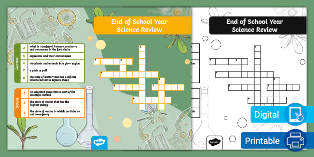 End of School Year Review Crossword | Science | Twinkl