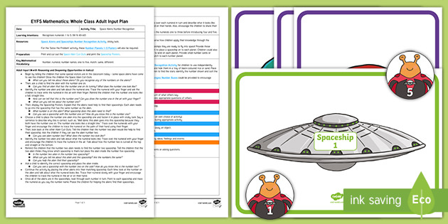 EYFS Maths: Space Aliens Number Recognition Whole Class Adult Input ...