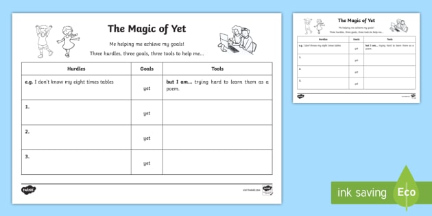 Magical Yet Activities | Downloadable Three Goals Worksheet