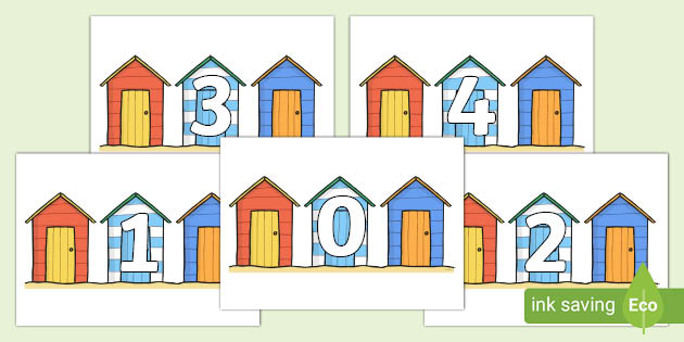 FREE! - Numbers 0 20 on Beach Huts (teacher made)