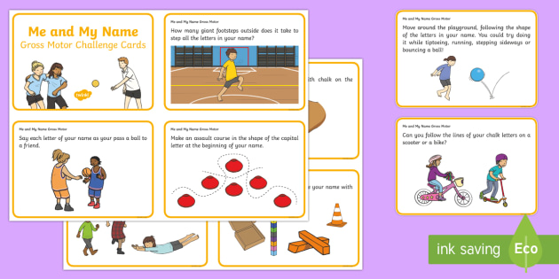 Early Level Me and My Name Gross Motor Skills Challenge Cards
