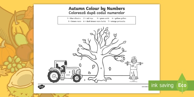 Autumn Themed Color by Numbers Romanian/English
