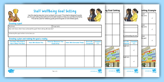 Goal Setting for Staff Wellbeing Template Plan and Example