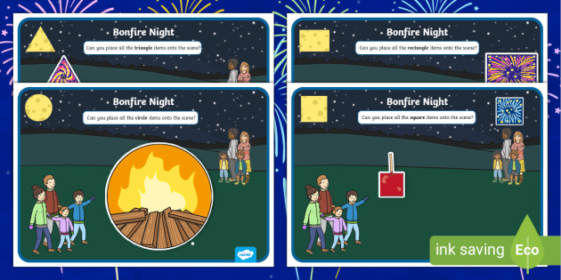 👉 Bonfire Night 2D Shape Matching Activity