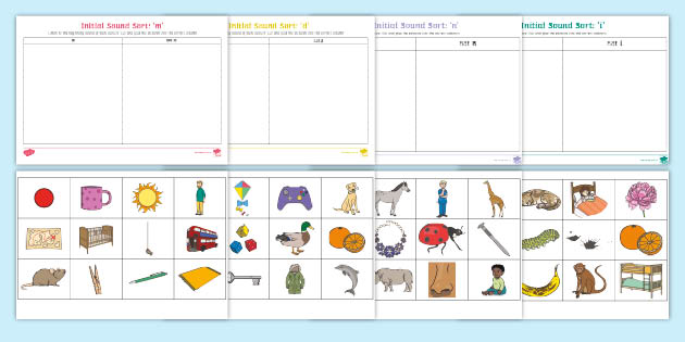 Letters and Sound Set 2 i/n/m/d Cut, Sort and Paste
