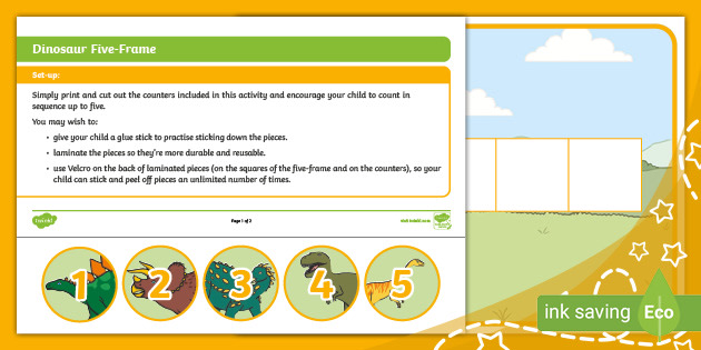 👉 Dinosaur Five-Frame | Count to Five Game (teacher made)