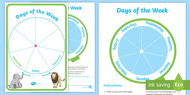 Days of the Week Sequencing Spin Wheel - days, week, spin, wheel