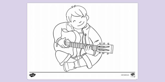 FREE! - Student Playing Guitar Colouring Sheet | Colouring Sheets