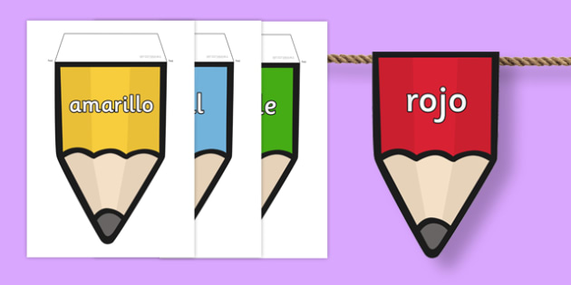 Colours on Pencil Bunting Spanish (teacher made)