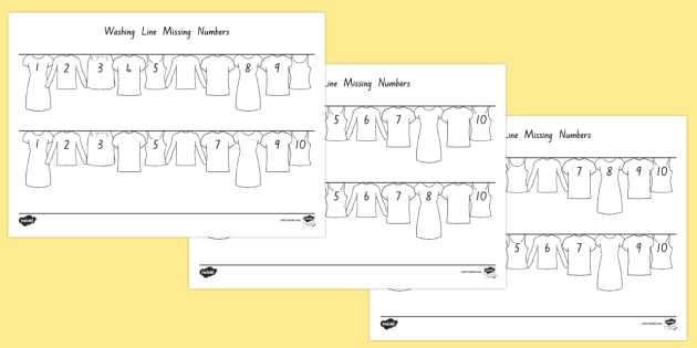 Washing Line Missing Number To 10 Worksheet / Worksheet