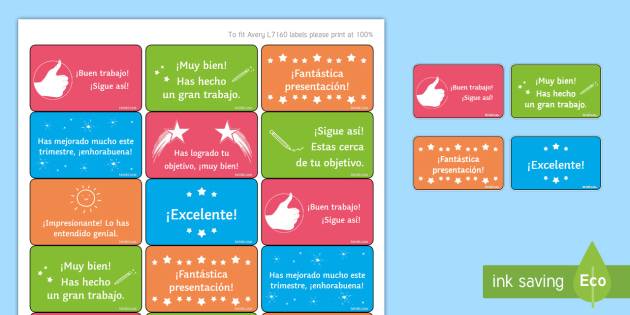 Time-Saving Phrases of Praise Marking Stickers Spanish