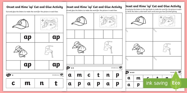 \'ap\' Onset and Rime Differentiated Worksheet / Worksheets