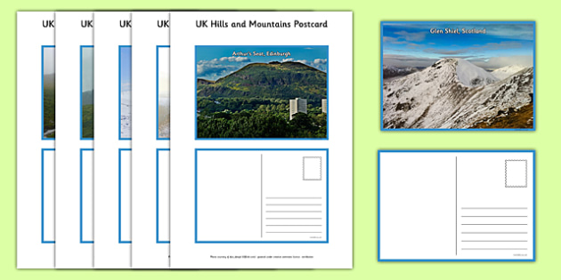UK Hills and Mountains Postcards (teacher made)