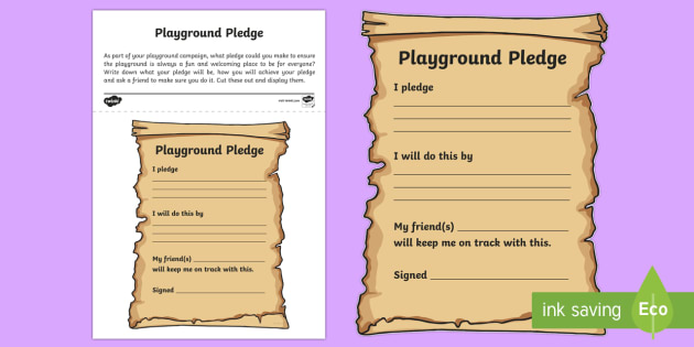 Playground Pledge Worksheet / Worksheet (teacher made)