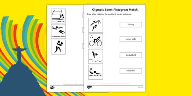 Olympic Sport Pictogram Word and Picture Matching Worksheet / Worksheet