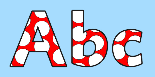 Red and White Spots Small Lowercase Display Lettering