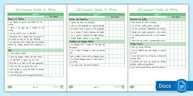 Level 3 NZ Writer's Self-Assessment Checklist