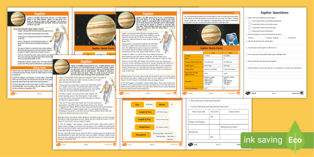 Jupiter Differentiated Fact File Comprehension Activities
